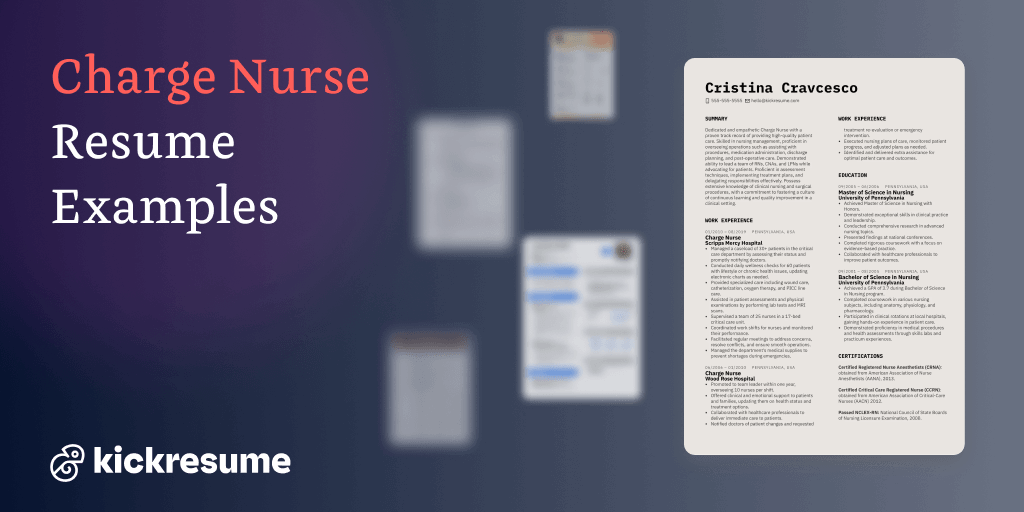 The Best Charge Nurse Resume Example (+7 Templates) | Featured Resume ...