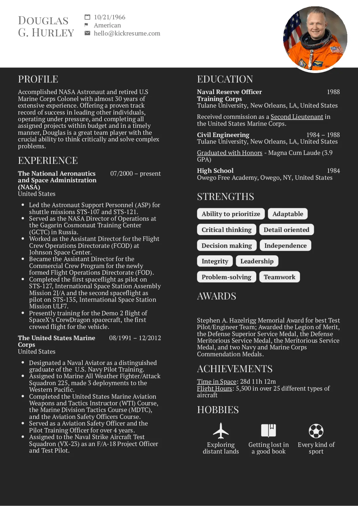 NASA Astronauts: Resumes of Doug Hurley and Bob Behnken | Kickresume Blog