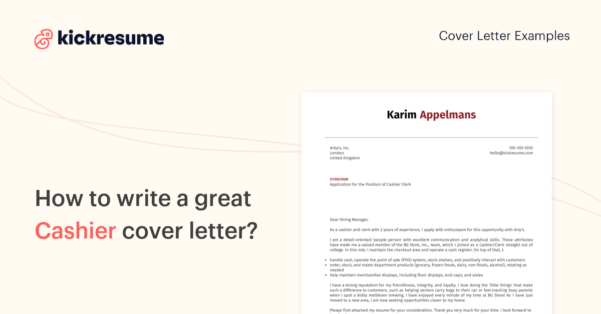 Cashier Cover Letters