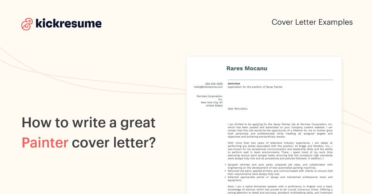 Painter Cover Letter Samples & Examples 2025 | Kickresume
