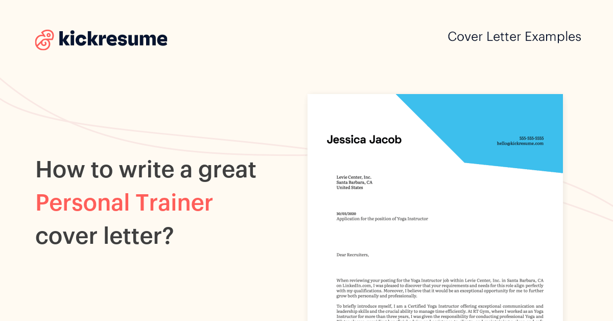 Personal Trainer Cover Letter Samples & Examples 2025 | Kickresume
