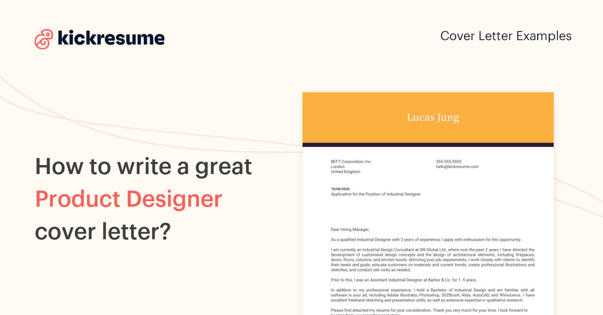 Product Design Sample Cover Letter