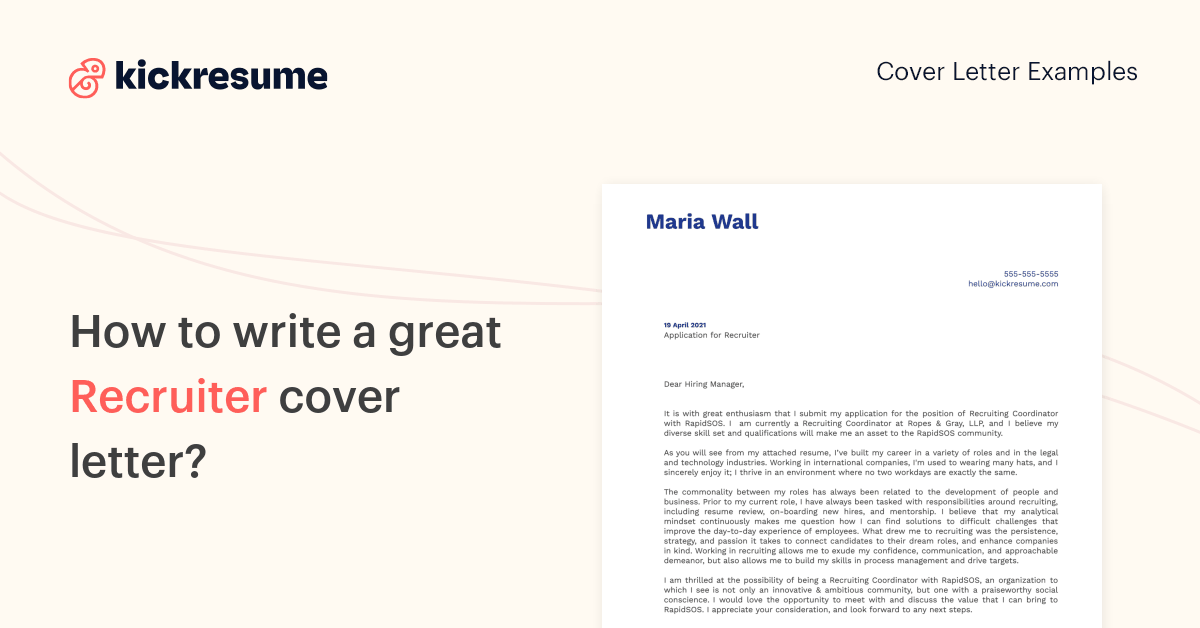 Recruiter Cover Letter Samples & Examples 2025 | Kickresume
