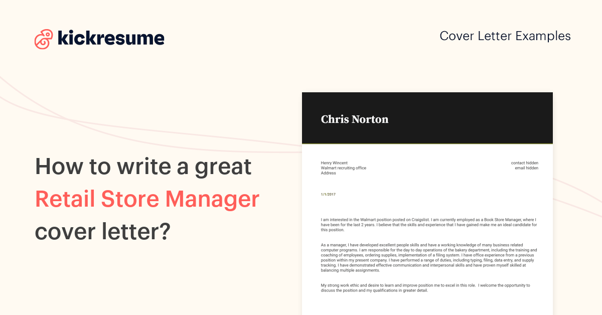 Retail Store Manager Cover Letter Samples & Examples 2025 | Kickresume