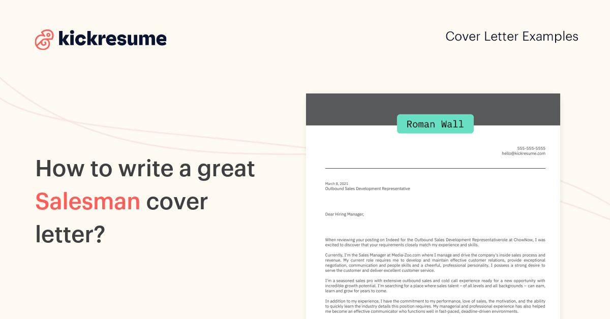 Salesman Cover Letter Samples & Examples 2025 | Kickresume