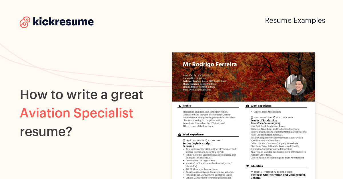 Aviation Specialist Resume Examples & Writing Guide 2025 | Kickresume