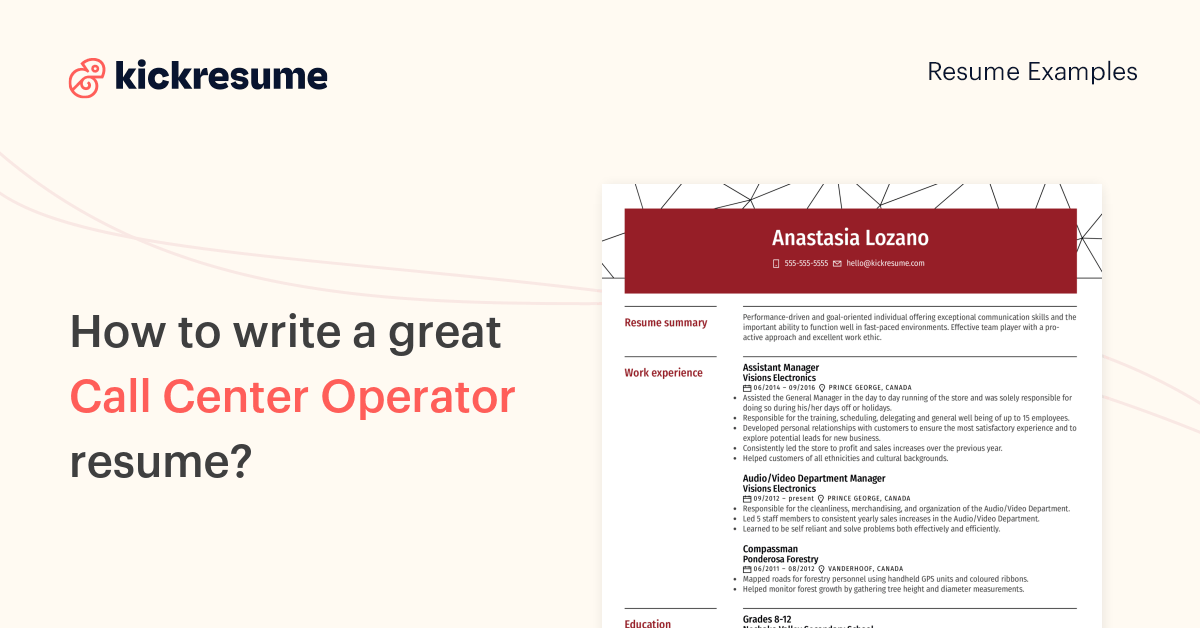 Call Center Operator Resume Examples & Writing Guide 2025 | Kickresume