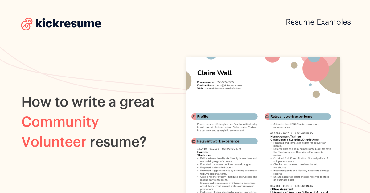 Community Volunteer Resume Examples & Writing Guide 2025 | Kickresume