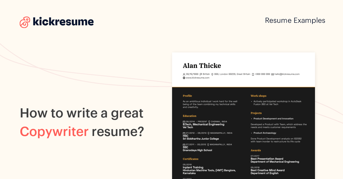 Copywriter Resume Examples & Writing Guide 2025 | Kickresume