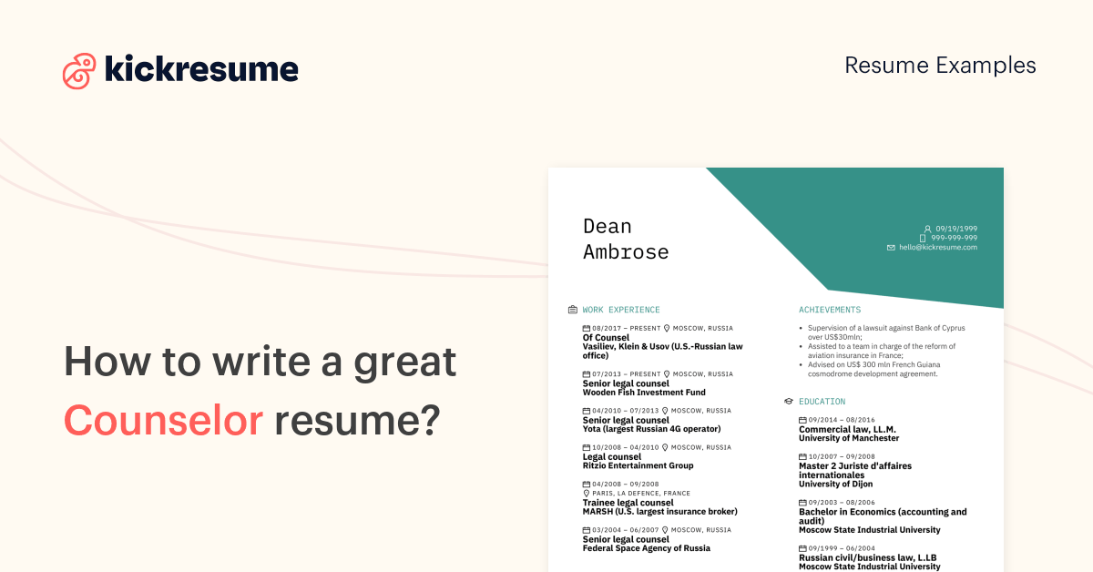 Counselor Resume Examples & Writing Guide 2025 | Kickresume