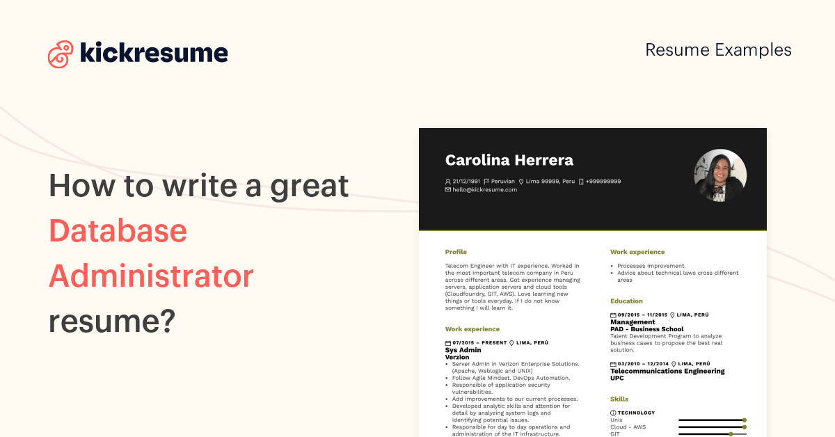 Database Administrator Resume Examples & Writing Guide 2025 | Kickresume