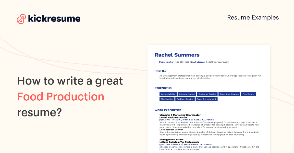 Food Production Resume Examples & Writing Guide 2025 | Kickresume
