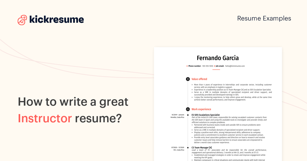 Instructor Resume Examples & Writing Guide 2025 | Kickresume