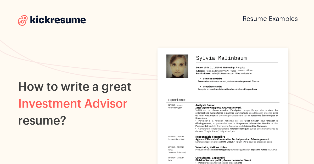Investment Advisor Resume Examples & Writing Guide 2025 | Kickresume