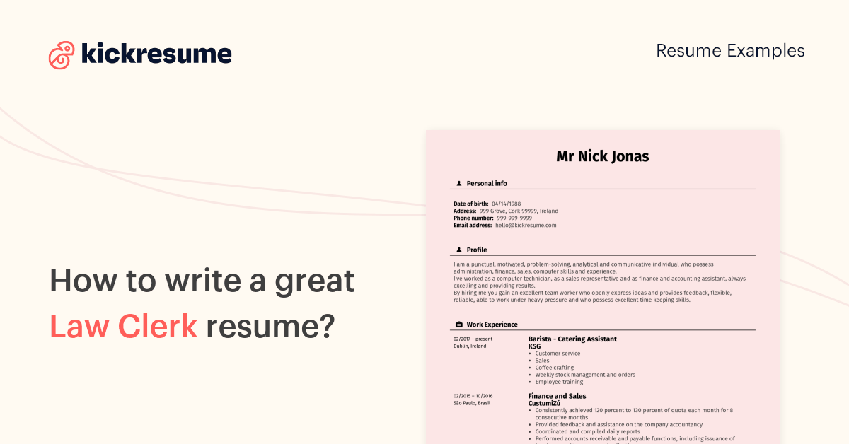 Law Clerk / Legal Clerk Resume Examples & Writing Guide 2025 | Kickresume