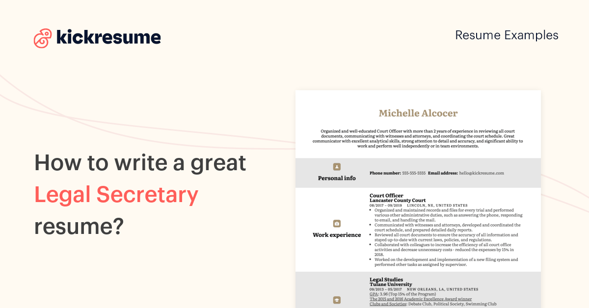 Legal Secretary Resume Examples & Writing Guide 2025 | Kickresume