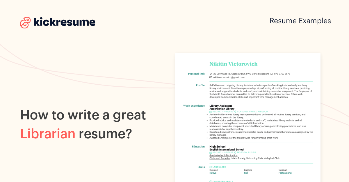 Librarian Resume Examples & Writing Guide 2025 | Kickresume