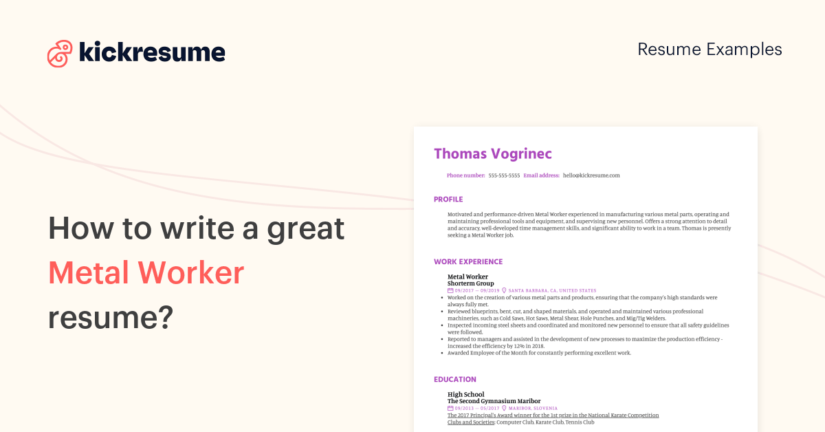 Metal Worker Resume Examples & Writing Guide 2025 | Kickresume