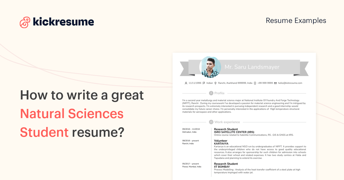 Natural Sciences Student Resume Examples & Writing Guide 2026 | Kickresume