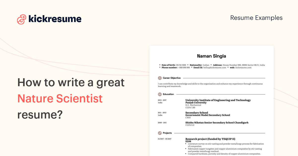 Nature Scientist Resume Examples & Writing Guide 2025 | Kickresume