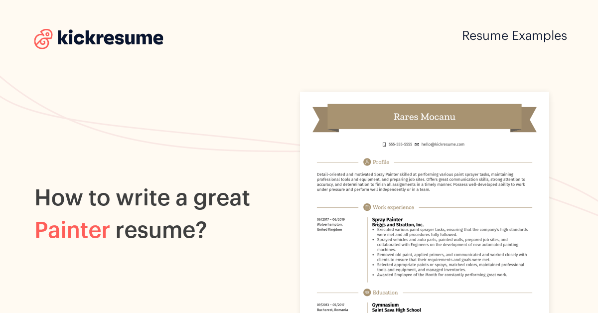 Painter Resume Examples & Writing Guide 2025 | Kickresume