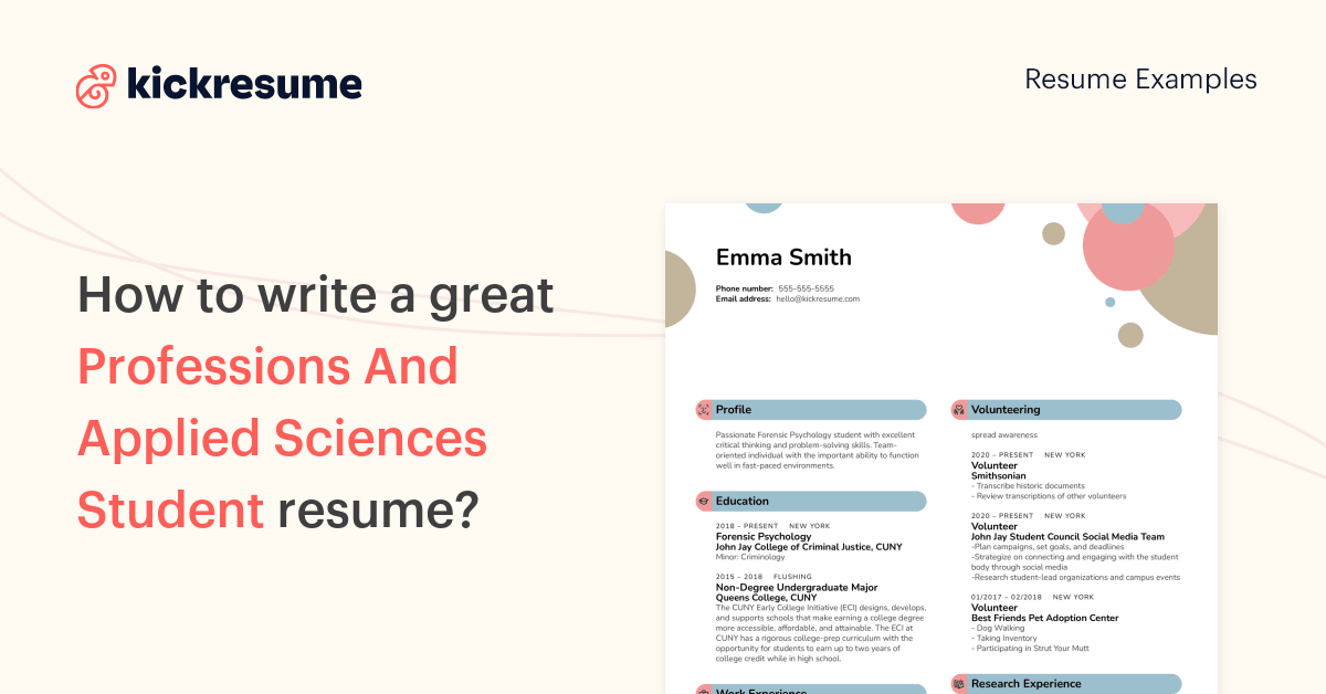 Professions And Applied Sciences Student Resume Examples & Writing ...
