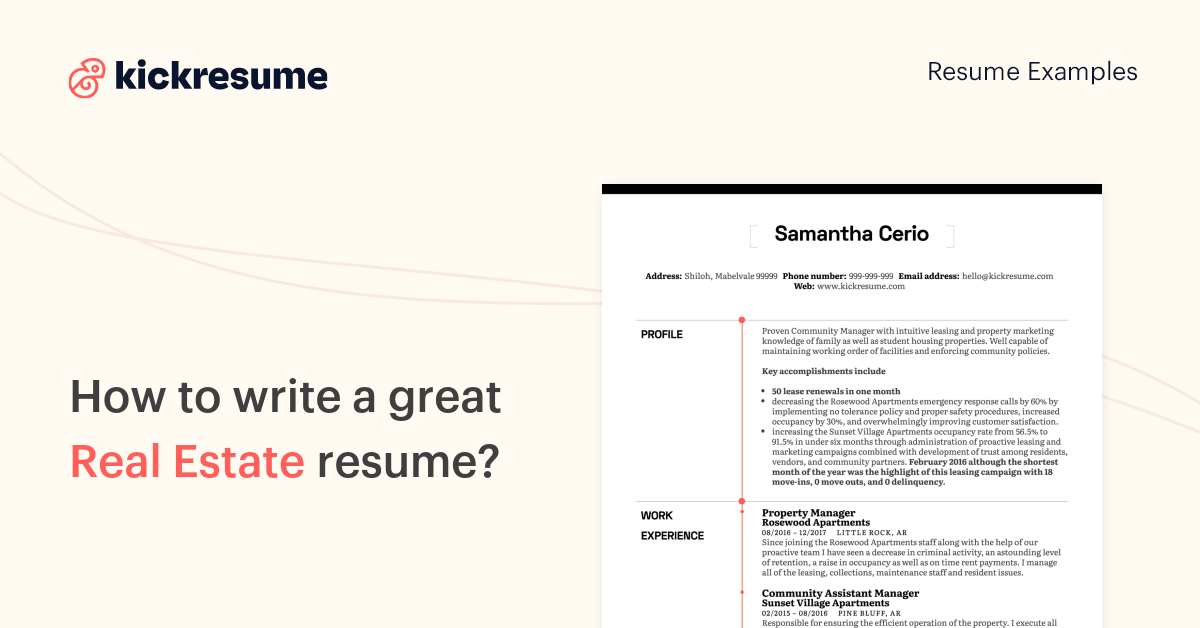 Real Estate Resume Examples & Writing Guide 2026 | Kickresume