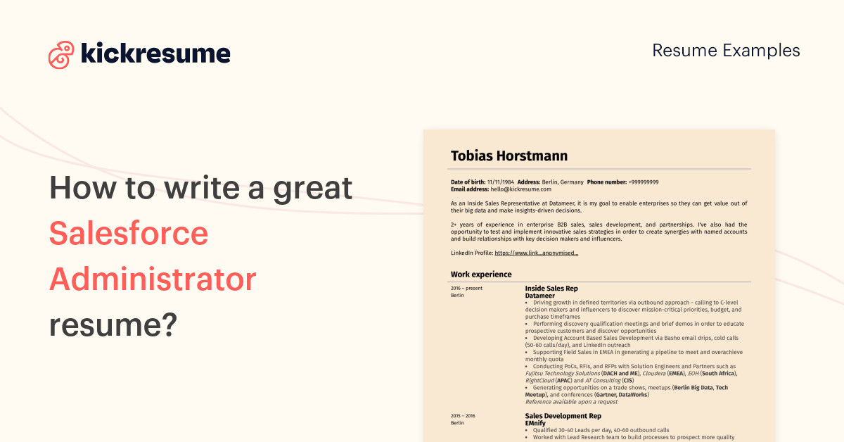 Salesforce Administrator Resume Examples & Writing Guide 2025 | Kickresume