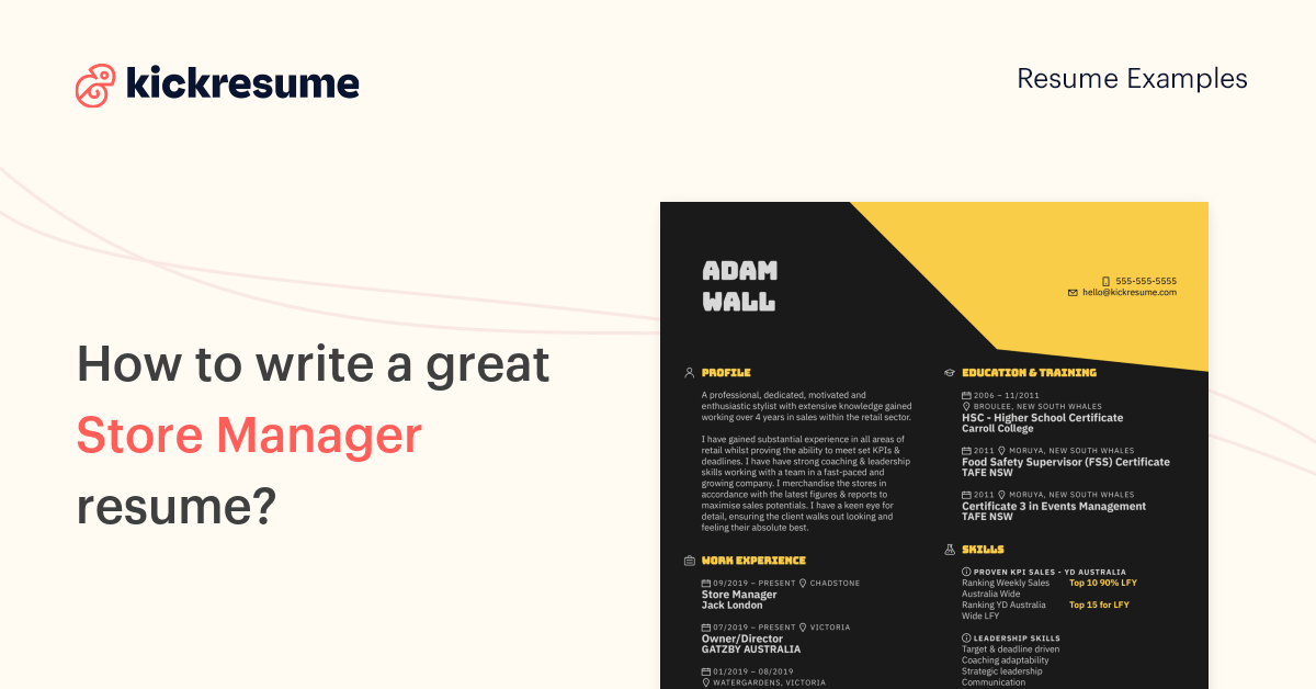 Retail Store Manager Resume Store Manager Resume Examples [+Job