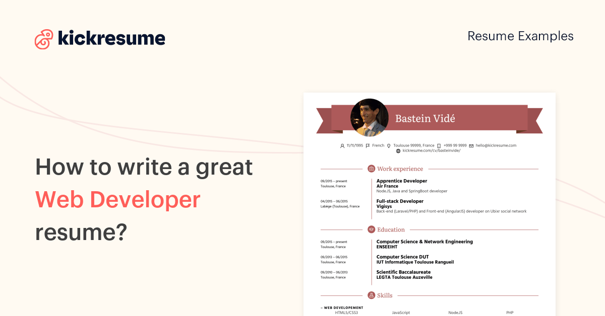 Web Developer Resume Examples & Writing Guide 2025 | Kickresume